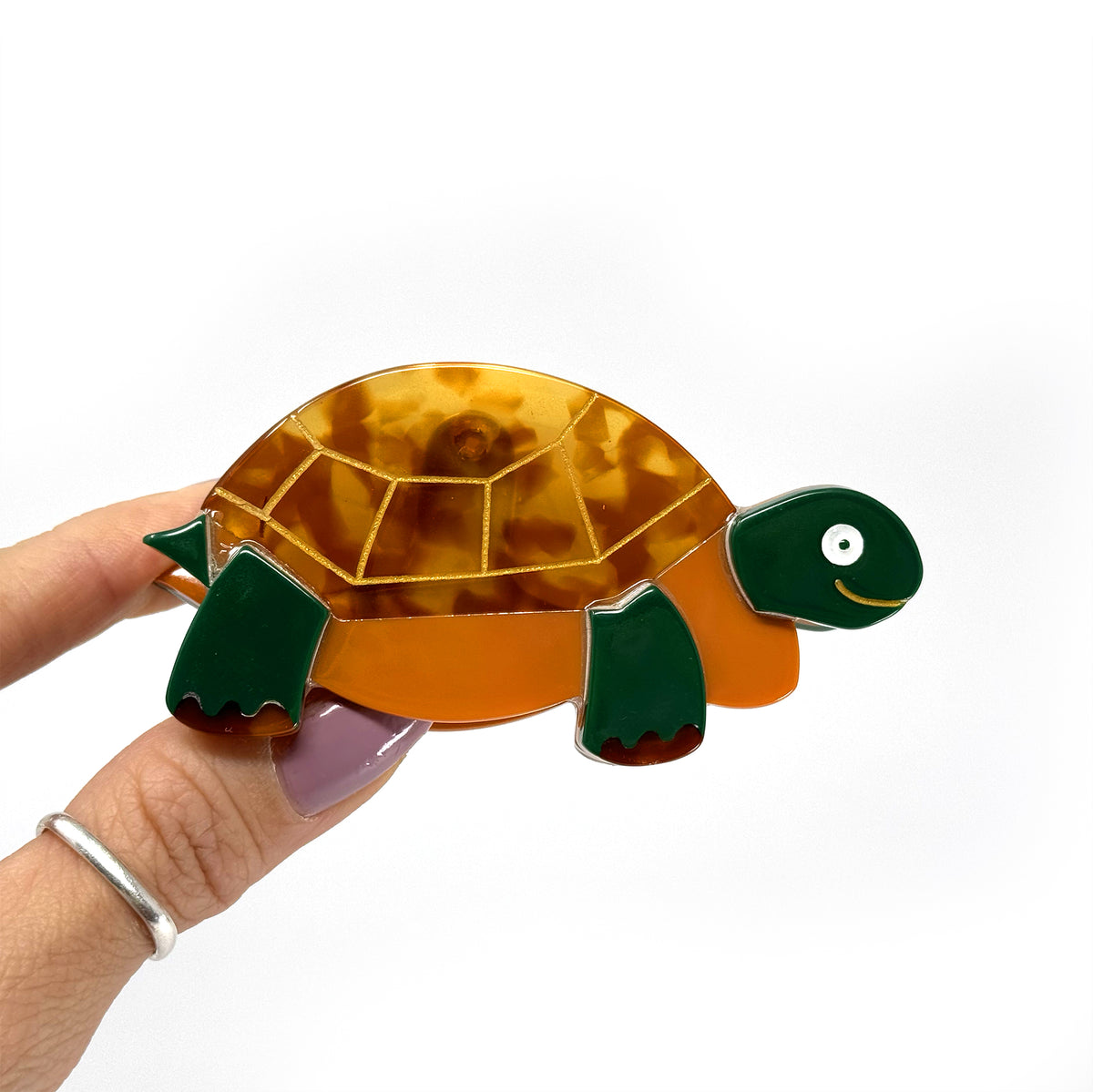 Tortoise Hair Claw Clip – Cute Smiling Turtle Claw with Tortoiseshell ...