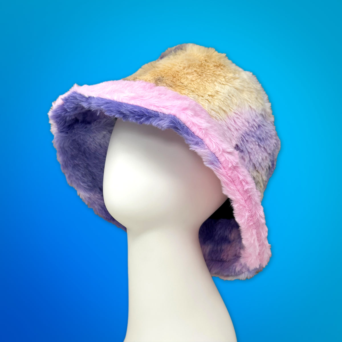 Faux Fur Watercolor Bucket Hat – Fun & Artistic Style | Rainbow Unicorn ...